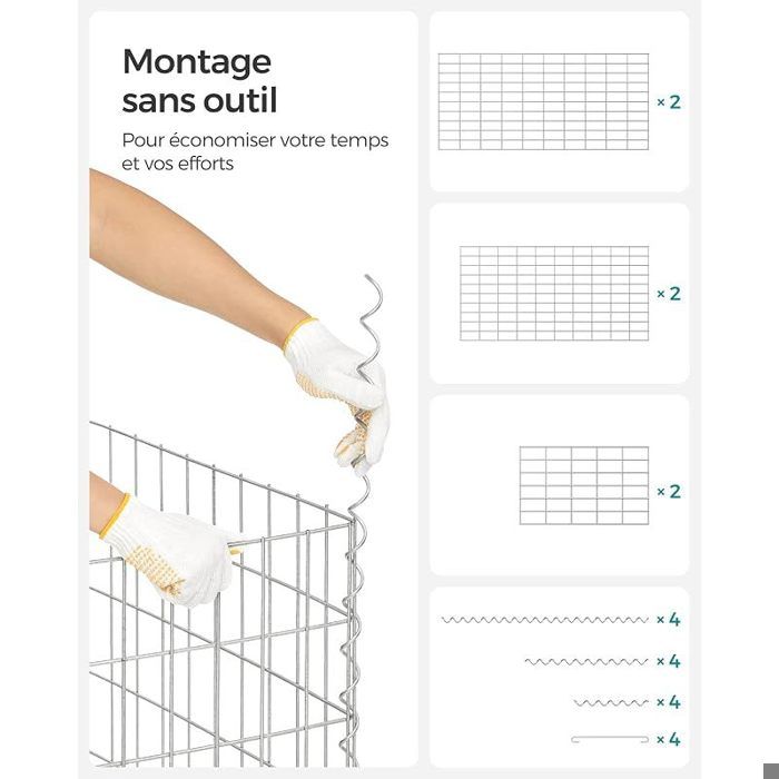 Gabion pour Pierre, Cage en Métal, Panier à Pierre, Maille 5 x 10 cm ...