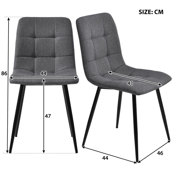 Table à manger 117 cm - 4 chaises - Gris foncé - Design contemporain ...