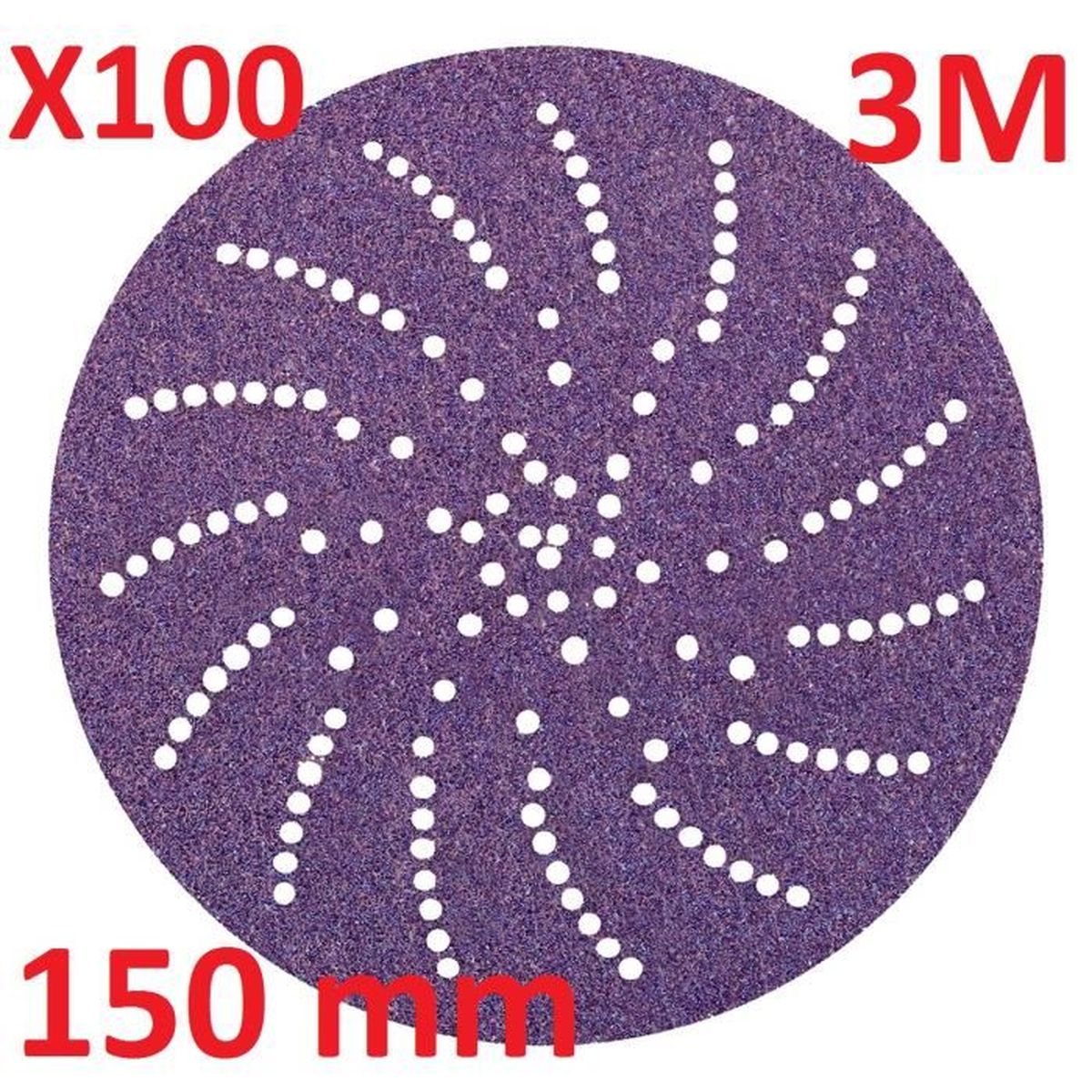 Boîte de 100 disques à poncer 3M Purple diamètre 150 mm P400 P320 P240 ...