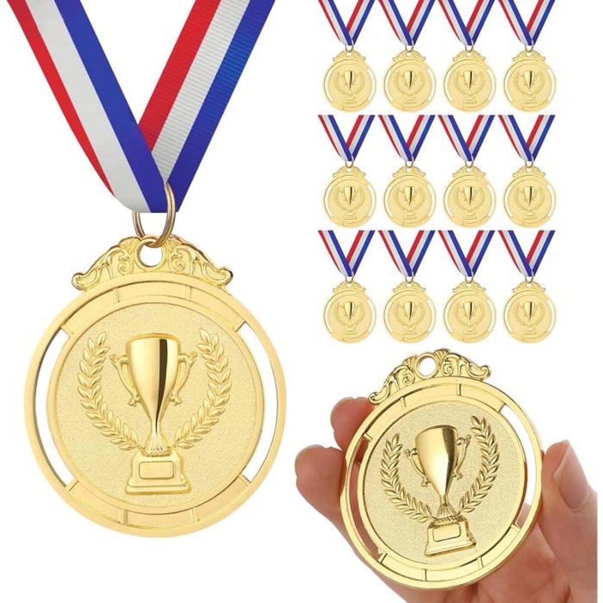 12 Pièces Médaille d'or avec Rubans de Cou, Médaille de Récompense pour ...