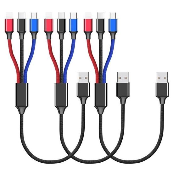 Câble Multi USB Court 30cm-0.3M 3 en 1 Multi Chargeur USB Câble en ...