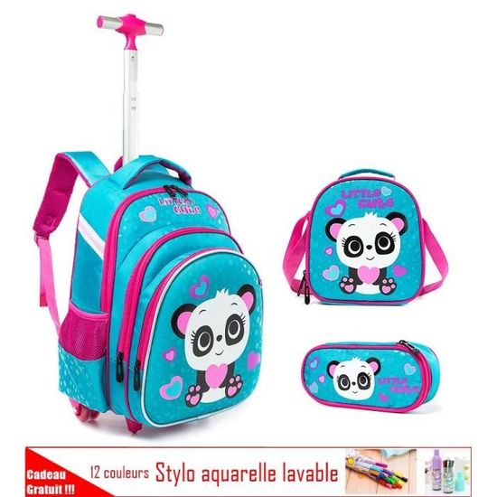 [SHAKIRA] 3 Pcs Cartable à Roulette Fille Primaire, Scolaire Sac à dos ...