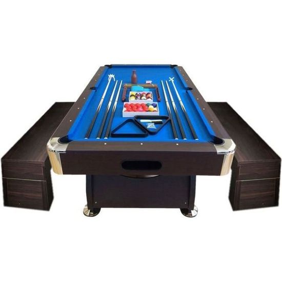BILLARD AMERICAIN 8FT SNOOKER TABLE DE BILLARD Vintage Bleu + BANCS A ...
