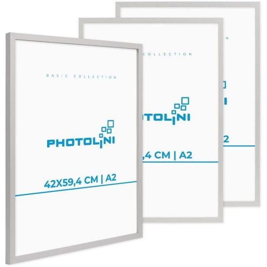 Cadre A2 42 X 59,4 Bois Mdf Argenté, Lot De 3 Cadres Photo Pour Posters ...
