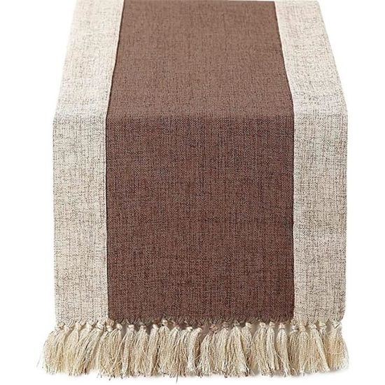 ROCK Chemin de Table Rustique en Toile de Jute Tissée avec Franges ...