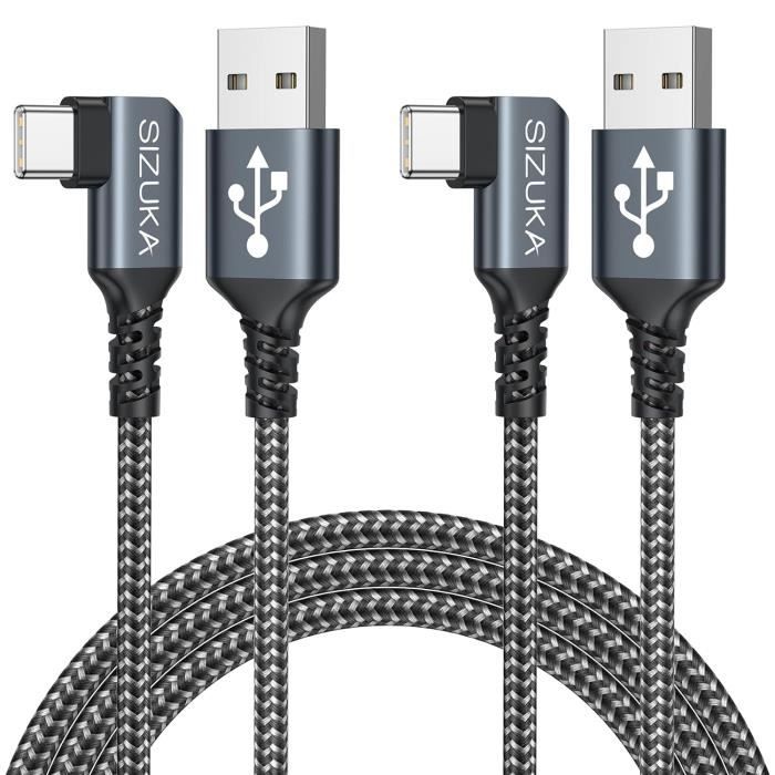 Câble USB C Coudé 90 Degrés [1m+1m - Lot de 2]Charge Rapide Câble ...