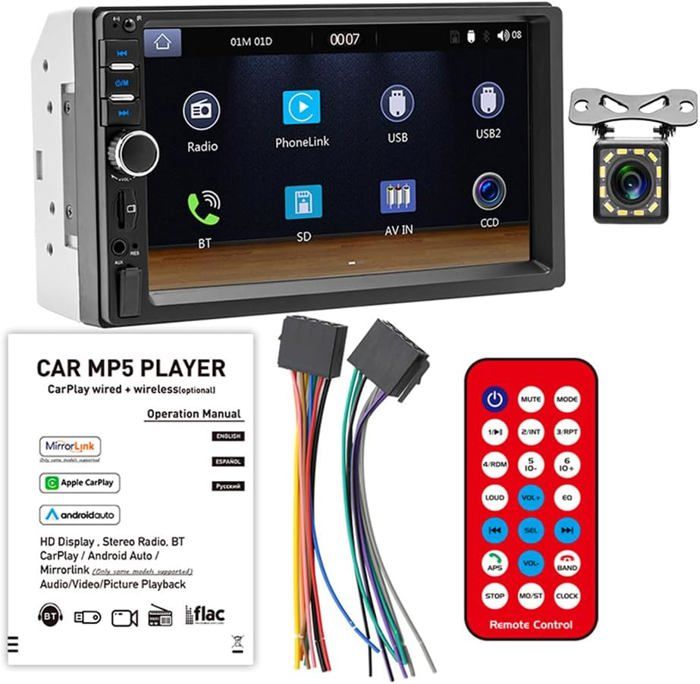 Car Radio for Android Wired Carplay Bluetooth Player, 2 Din 7'' Inch ...