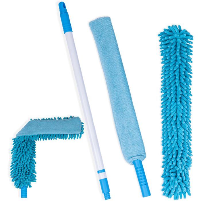 Plumeau avec long manche télescopique - Balai plat extensible jusqu'à ...