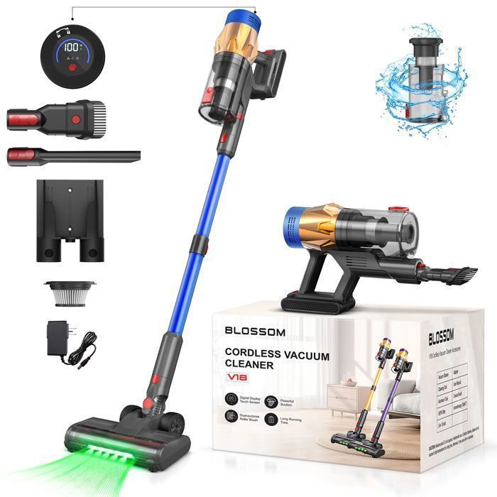 Aspirateur balai sans fil V18, 550W 45KPA, aspirateur laveur ...