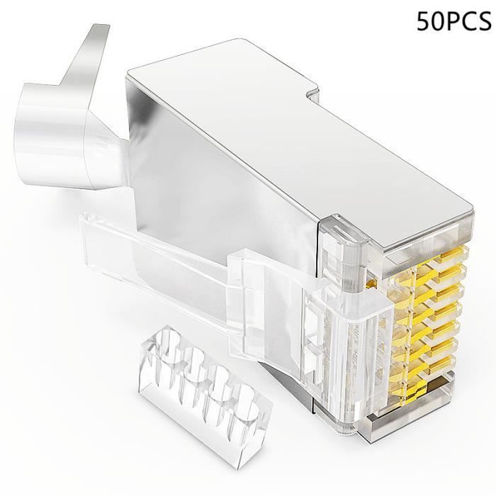 50 pcs - connecteur RJ45 CAT7, 2 pièces, fiche RJ45 blindée, fiche ...