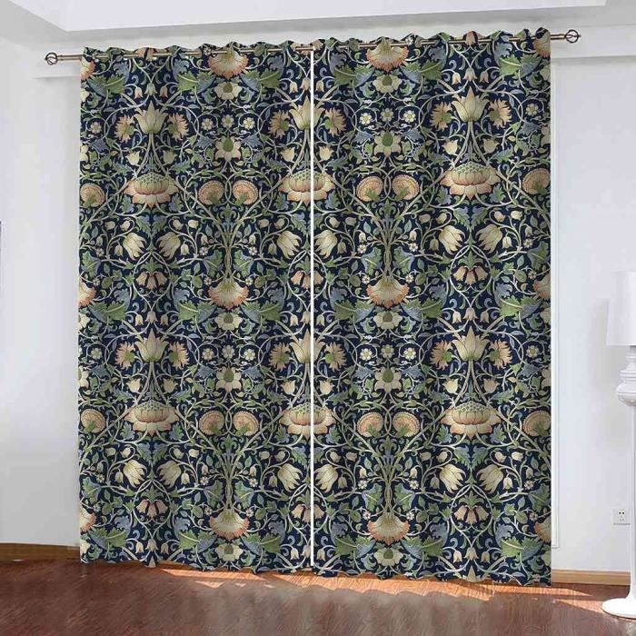 Rideau Salon Occultant 3D Motif Lotus Rose Rideaux à Oeillets 2 ...