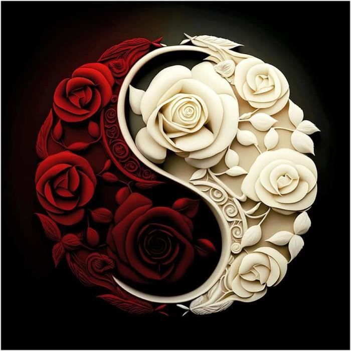 Diamond Painting Ying Yang Rose Kit Complet Broderie Diamant Ying Yang ...