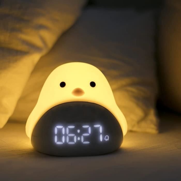 Veilleuse LED pour enfants, joli petit oiseau, réveil, veilleuse avec affichage de la ...