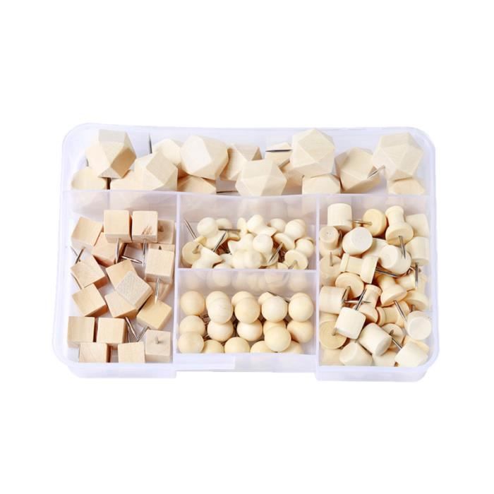 115pcs punaises en bois assorties goupilles géométriques punaises ...