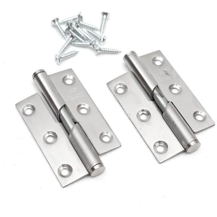 2Pcs 3"-76Mm Paumelle De Porte Charnière De Porte Acier Inoxydable Avec Vis En Acier Inox ...