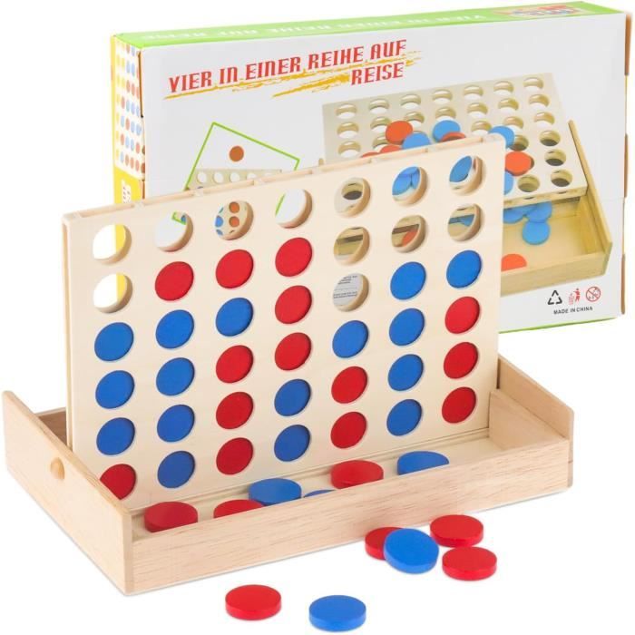 Puissance 4 En Bois, Jeu De Voyage Portable,4 In A Row Jeu De Stratégie ...