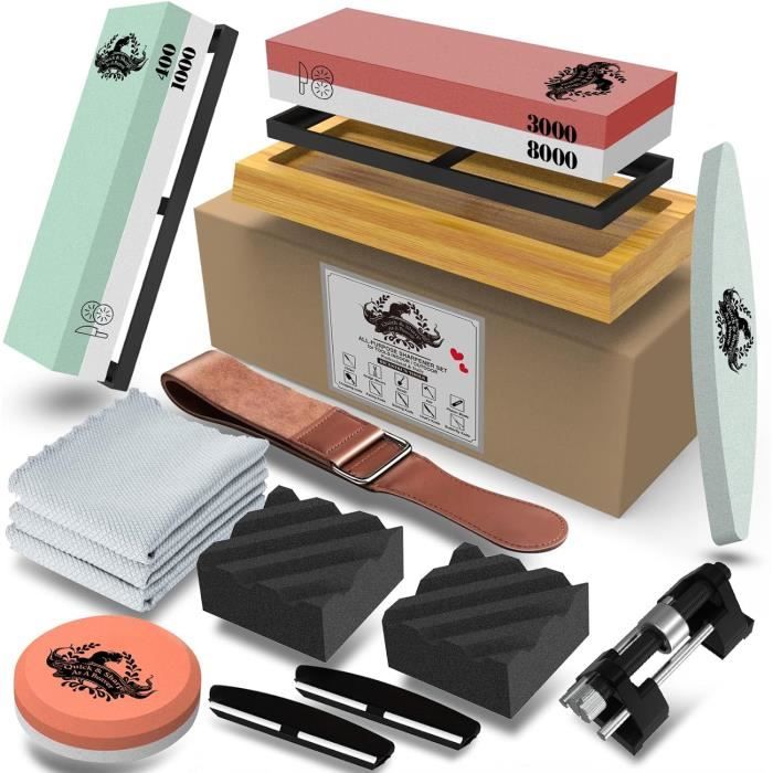 Pierre A Aiguiser, 4 Côtés Grain 400-1000 3000-8000 Professionnel Aiguiseur Couteaux Avec Base ...