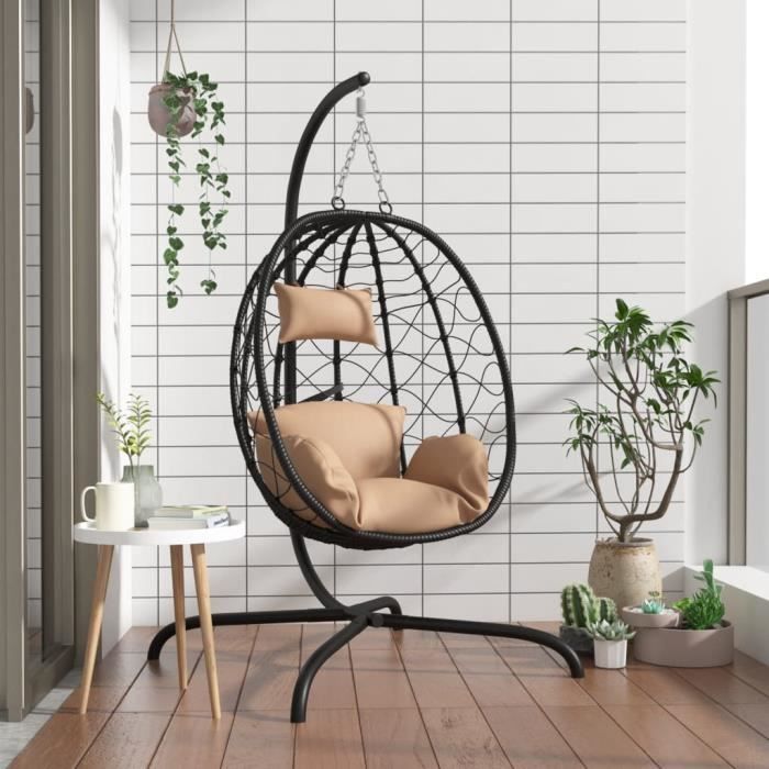 BALANCELLE - Chaise suspendue en forme d'œuf avec coussin taupe ...