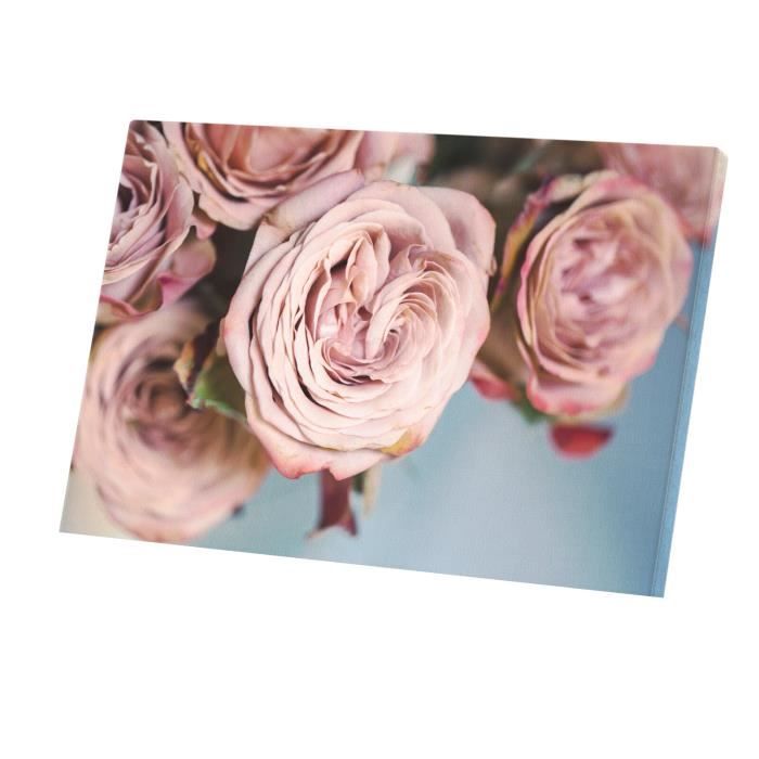 Tableau Décoratif Bouquet de Roses Roses sur Fond Bleu clair Vintage ...