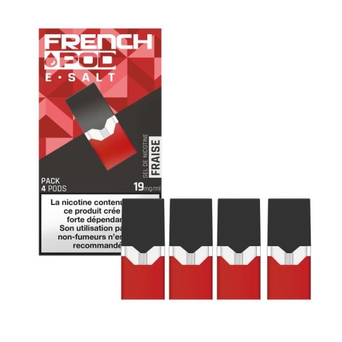 FRENCH TOUCH - 12x Cartouches FRENCH POD FRAISE - contenance:1ml taux ...