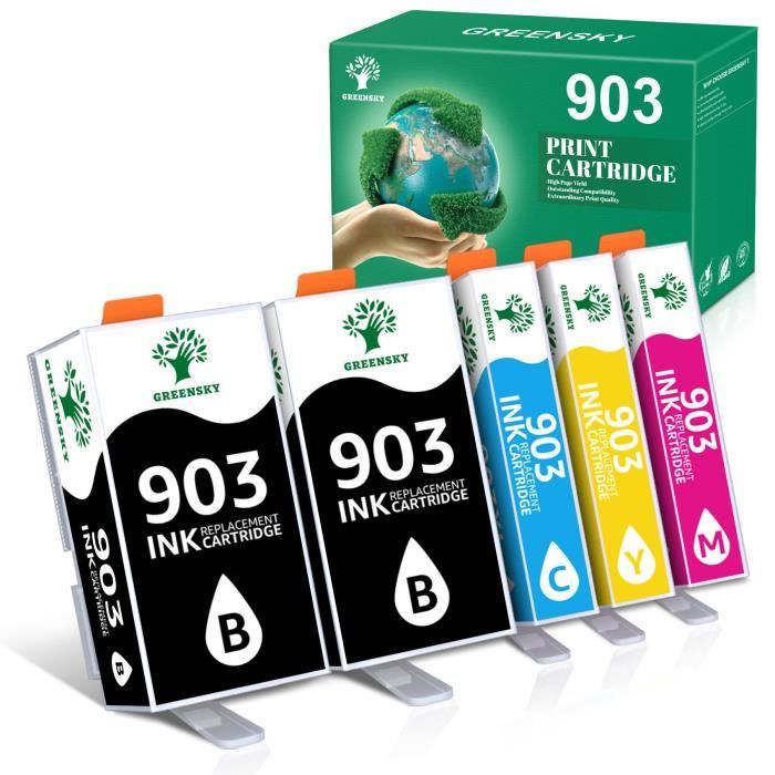 Cartouche d'encre GREENSKY Compatible HP 903 XL - Pack de 5 - Noir ...