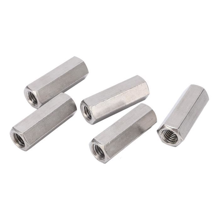 HURRISE Jeu d'écrous d'accouplement hexagonaux 5 pièces argent M12 écrou d'accouplement ...