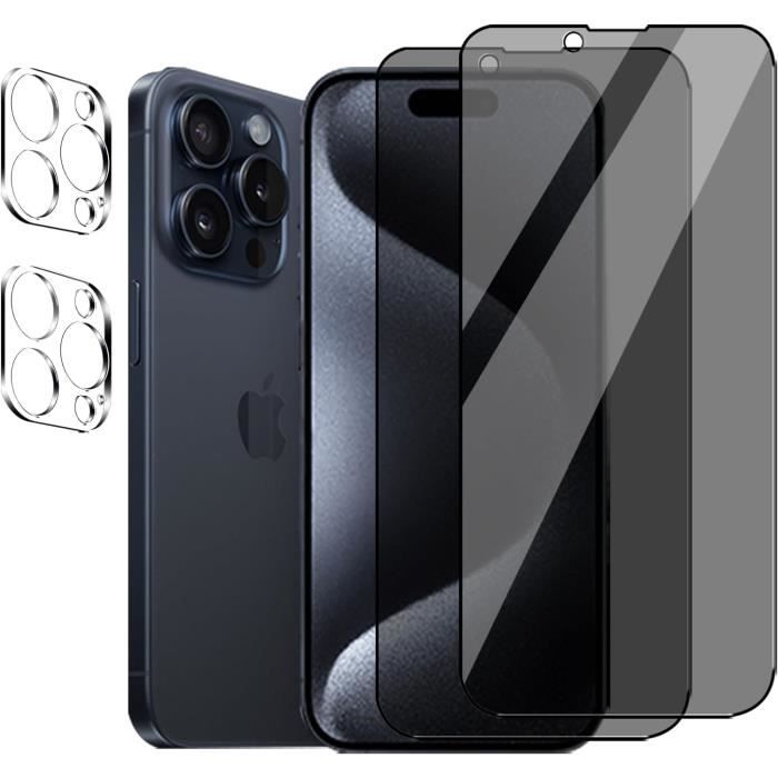 [4 Pièces Verre Trempé Anti-Espion Conçu Pour Iphone 15 Pro Max,2 ...