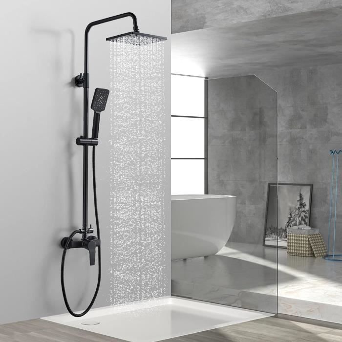 Colonne De Douche Noir Avec Mitigeur Monocommande, Ensemble De Douche ...