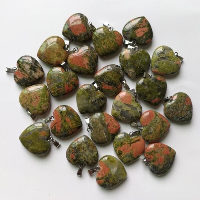 Pendentifs en forme de cœur en pierre naturelle, 20mm, pour la ...