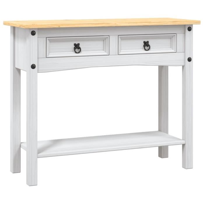 LEF Table console Gamme Corona Pin mexicain Blanc 90x34,5x73 cm LF044 ...