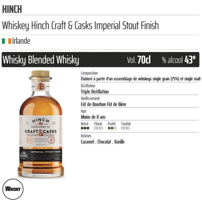 Whiskey Hinch Craft & Casks Imperial Stout Finish - Origine Irlande ...