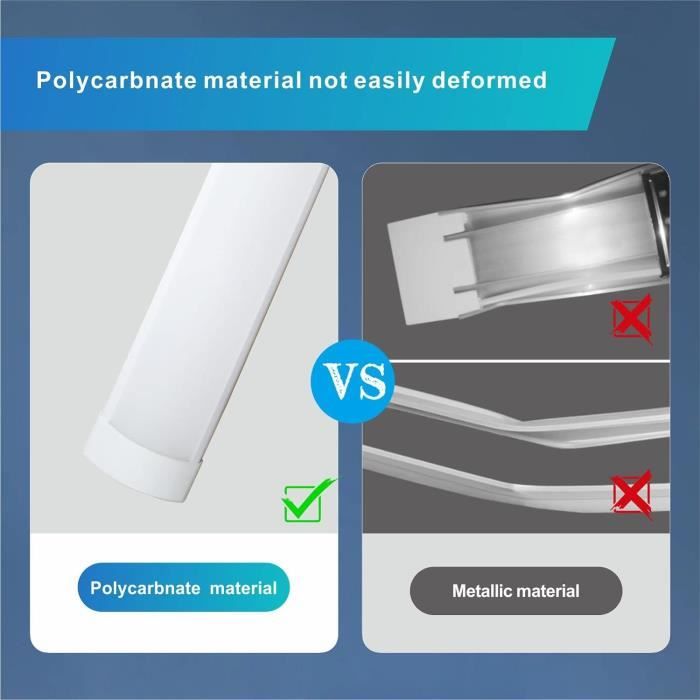 Neon LED, 16W 1800lm 0.6m 6500K Reglette LED, IP40 Plafonnier Néon Tube ...