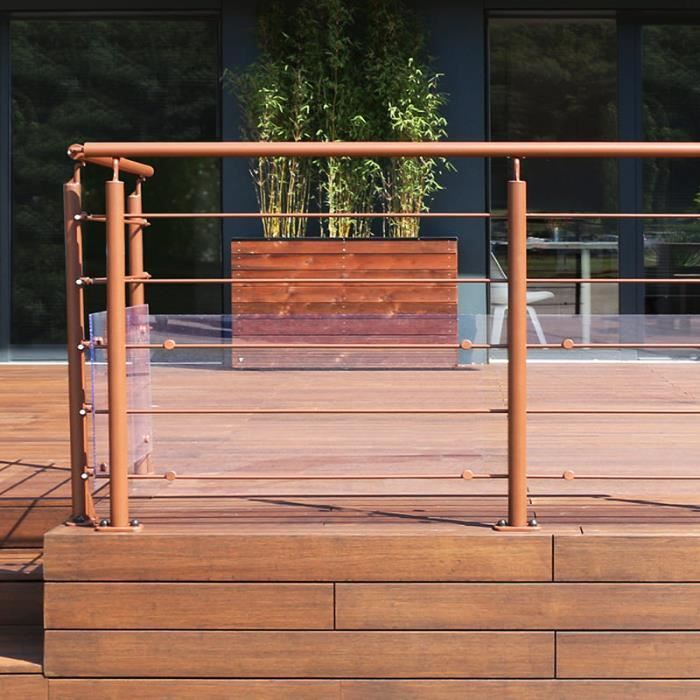 OPALU - Kit garde-corps aluminium 2m prêt à poser - Coloris terracota ...