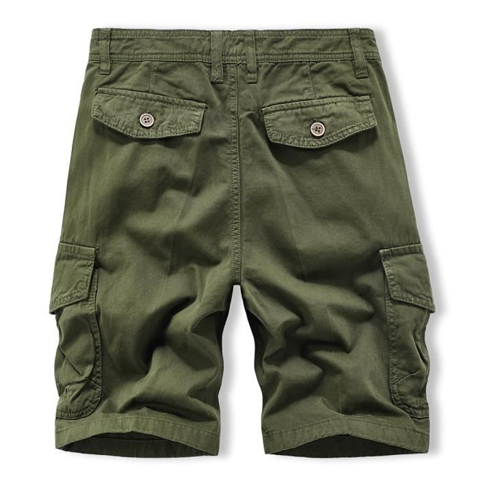 Short Cargo Multipoches Homme Ete Coupe Droite Short en Coton Couleur ...