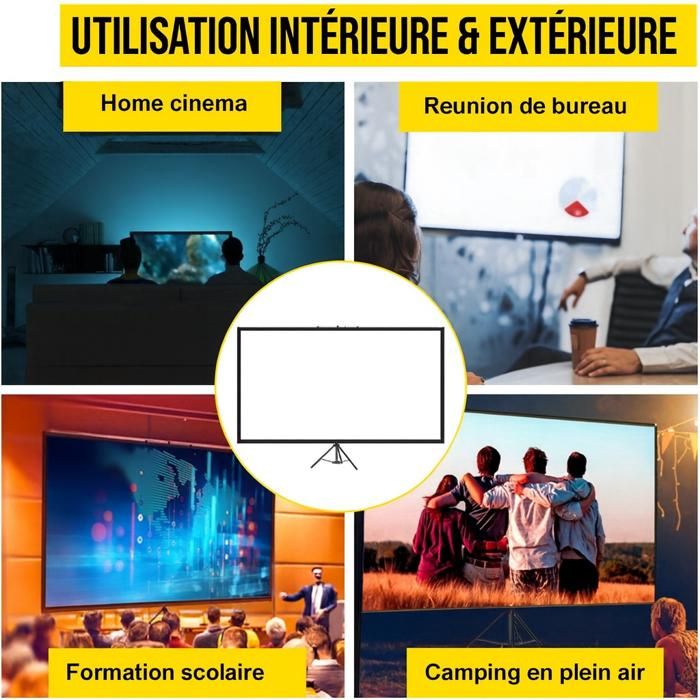 Écran de Projection 80 Pouces avec Trépied - Écran Pliable 16:9 ...
