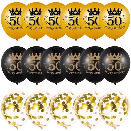 Ballon 50 ans Déco Anniversaire Or Noir Ballon Anniversaire 50 ans ...
