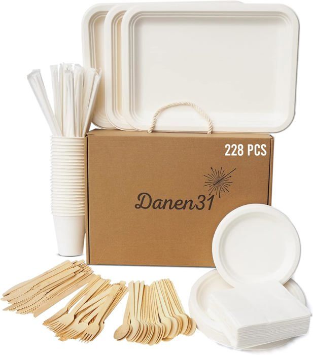 ASSIETTE JETABLE-Blanches , Vaisselle Jetable en Canne à Sucre et ...