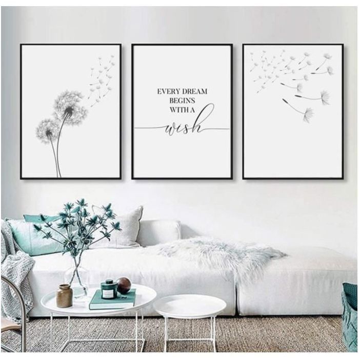 Posters Nature Affiches Pissenlit Noir et Blanc Citations Toile ...