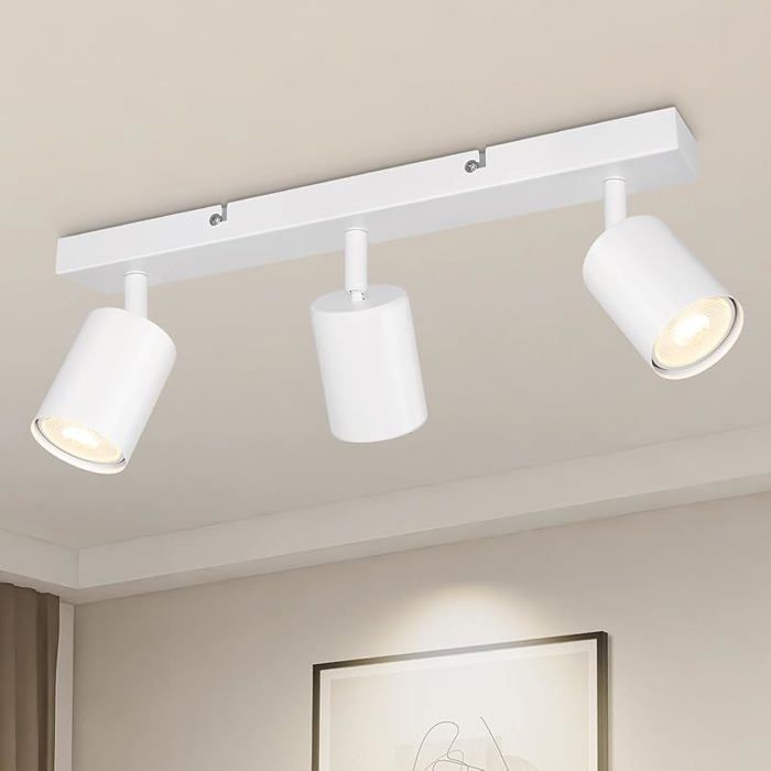 Plafonnier 3 spots LED blanc - GU10 design - Éclairage contemporain ...