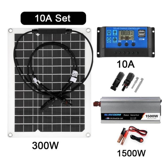 Ensemble 10A--Kit De Système D'alimentation Solaire, Chargeur De Batterie, Panneau Solaire 1500w ...