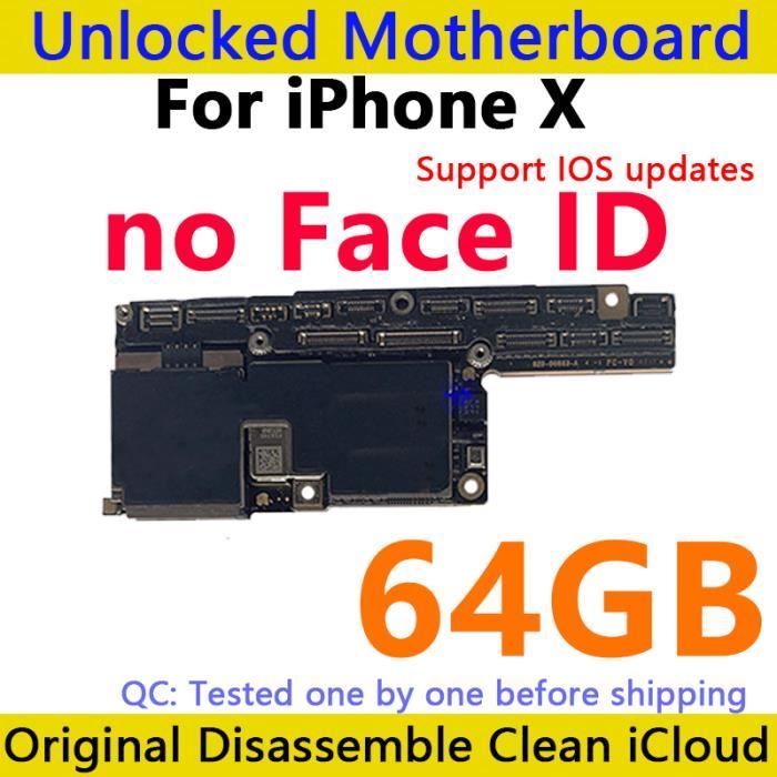X 64G sans visage-Carte mère 100% originale débloquée pour iPhone, avec Face ID, 256 Go, Logic ...