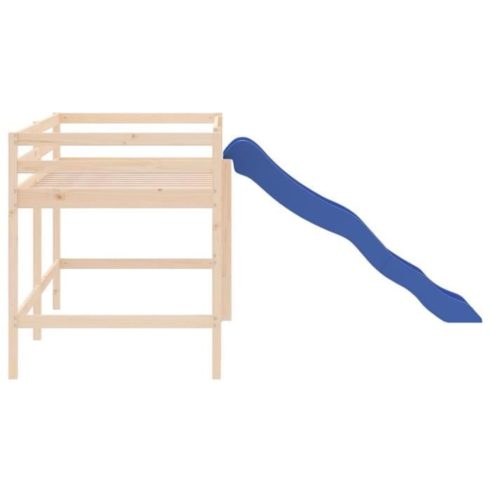 Atyhao Lit mezzanine enfants toboggan 90x200 cm bois pin massif AB835907 10698 - Cdiscount Maison