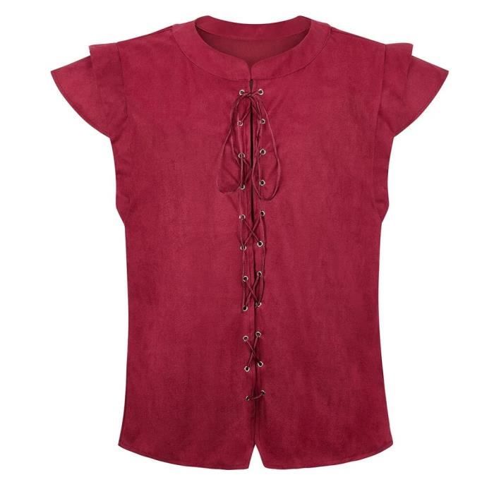 Gilet Viking Steampunk - S - Vin Rouge - Costume Médiéval - Confortable ...