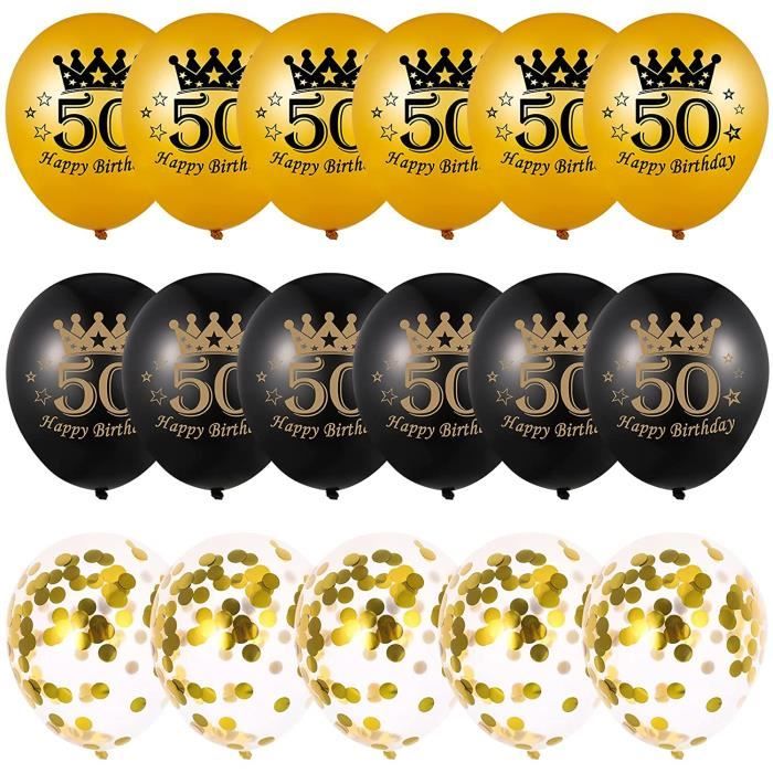 Ballon 50 ans Déco Anniversaire Or Noir Ballon Anniversaire 50 ans ...