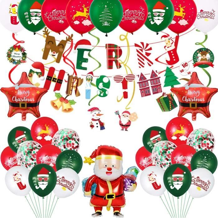 Lot de 41 ballons de Noël en aluminium,ballons en latex,Père Noël et ...