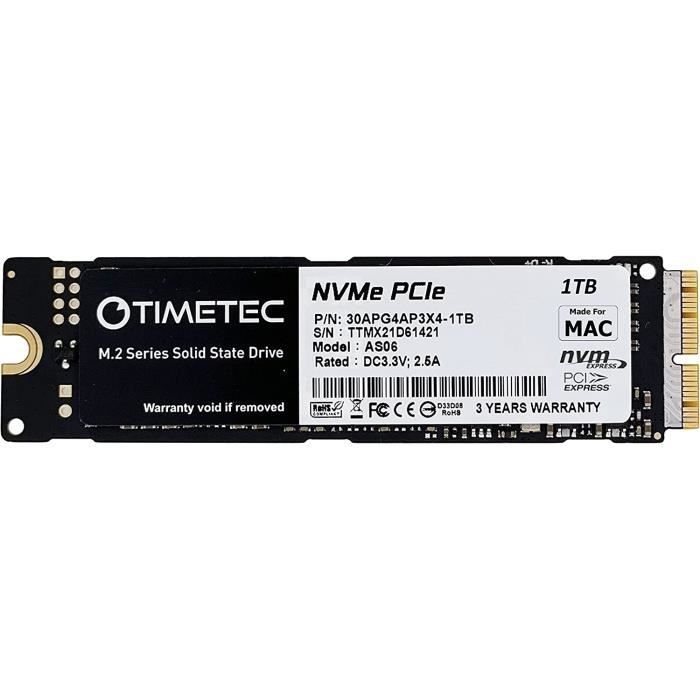 Timetec 1To Mac SSD NVMe PCIe Gen3x4 3D NAND TLC Lecture jusqu'a 1 900 ...