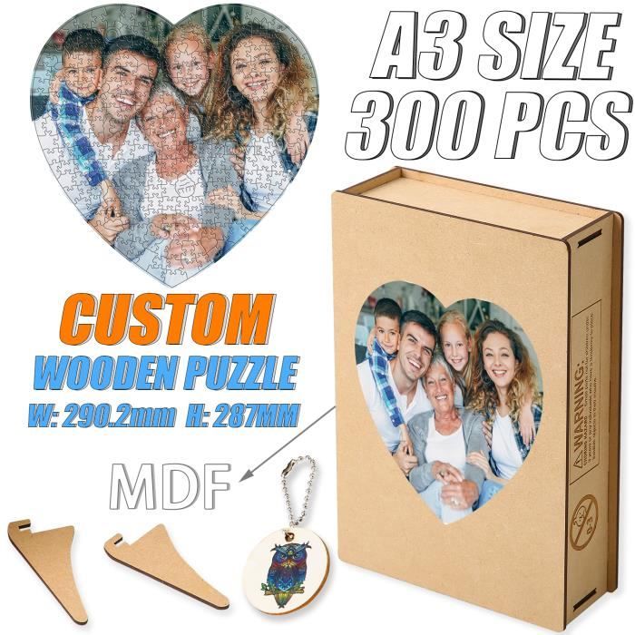 T1-Xin-A3 - Puzzle En Bois Personnalisé, Forme Ronde, Amour, Artisanat ...