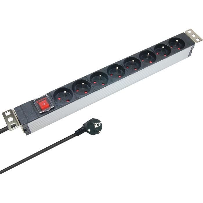 Multiprise Rackable 19" Alu 8 Prises Interrupteur Fixation Orientables ...