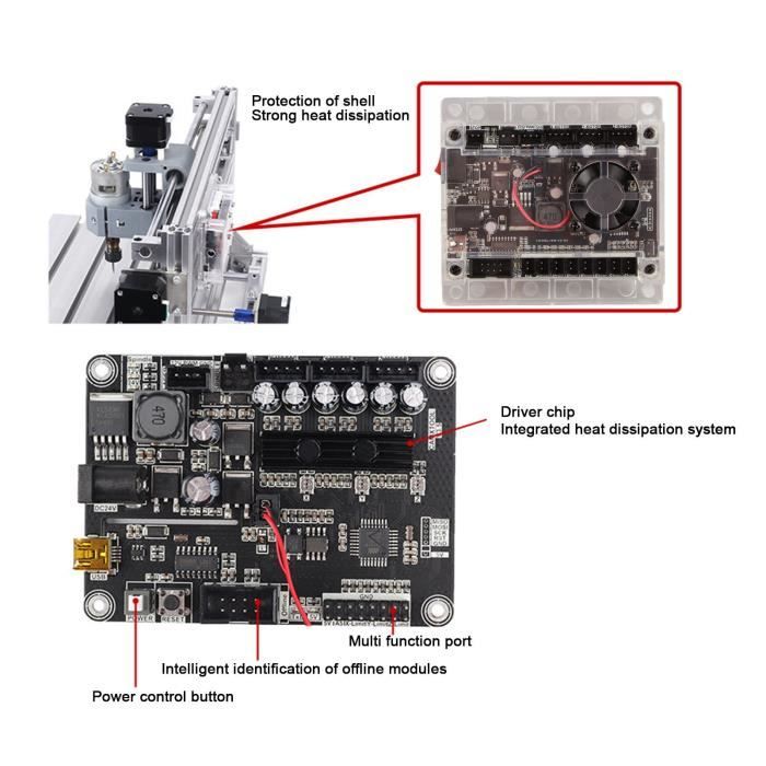 DEX Tableau de commande GRBL 3 axes Carte de Commande 3 Axes Interface Enfichable USB Carte de ...