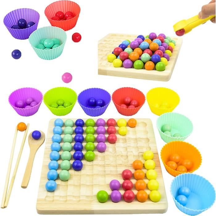Montessori Jeu de Plateau à Perles en Bois, Perles en Bois Enfant Jeu ...